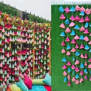 5 Feet Long Multicolor Frill Hanging Strings for Indian Decoration ...