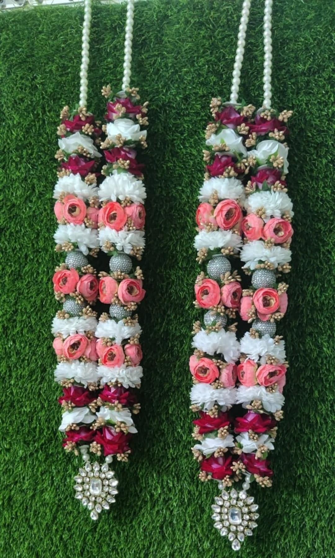 Engagement Garlands of Artificial Rose Peony Flower , Wedding Mala ...