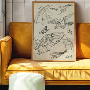 Feyre Wings Study Printable Wall Art | Illyrian, Peregrin, Darkbringer ...