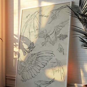 Feyre Wings Study Printable Wall Art | Illyrian, Peregrin, Darkbringer ...
