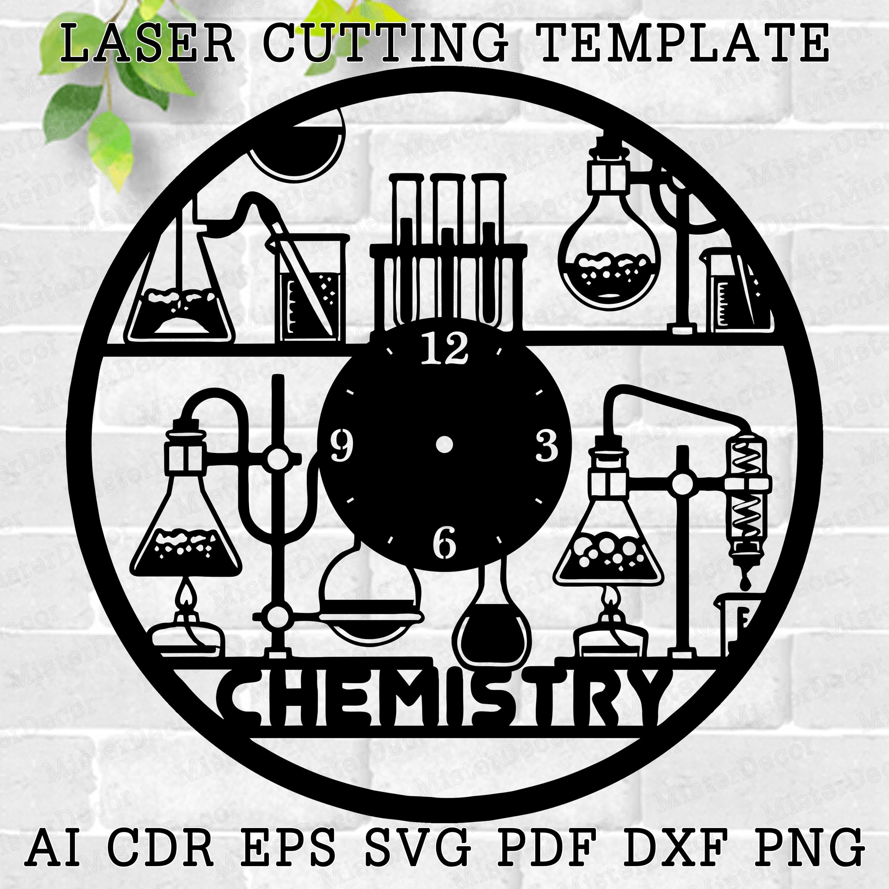 Сhemistry Clock Laser Cut Files SVG File Vector File Ai Cdr Dxf Instant ...