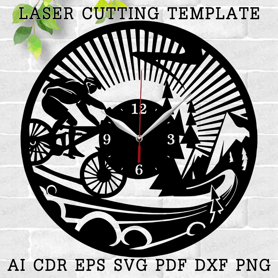 Bicycle Clock Laser Cut Files SVG File Vector File Ai Cdr, Dxf Instant ...