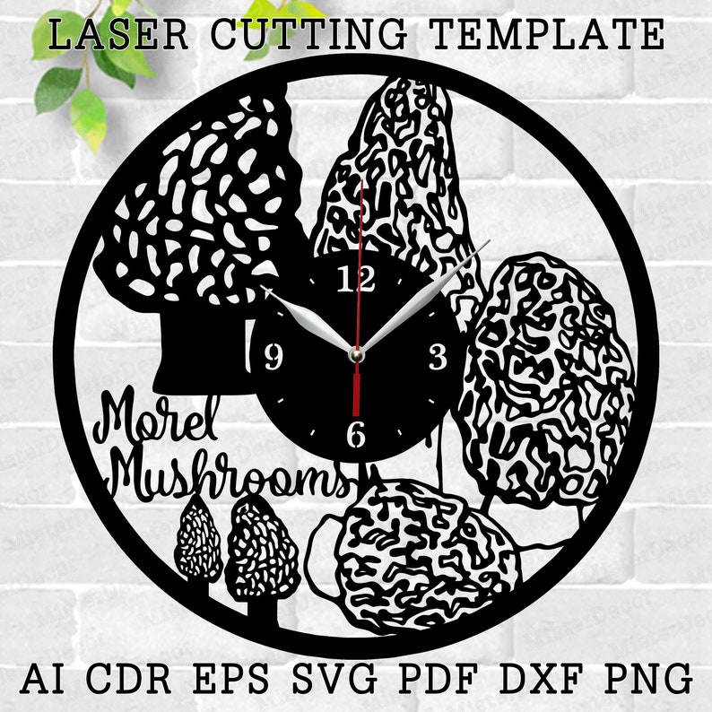 Morel Mushroom Clock Laser Cut Files, SVG File. Vector File Ai, Cdr ...