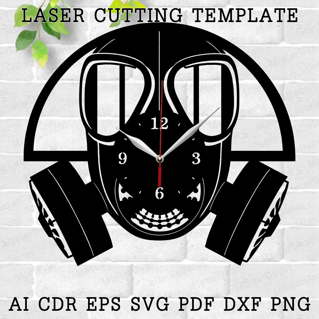 Hazard Mask Clock Laser Cut Files, SVG File. Vector File Ai, Cdr, Dxf ...