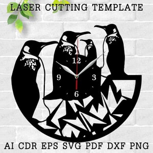 Pinguin Clock Laser Cut Files, SVG File. Vector File Ai, Cdr, Dxf ...