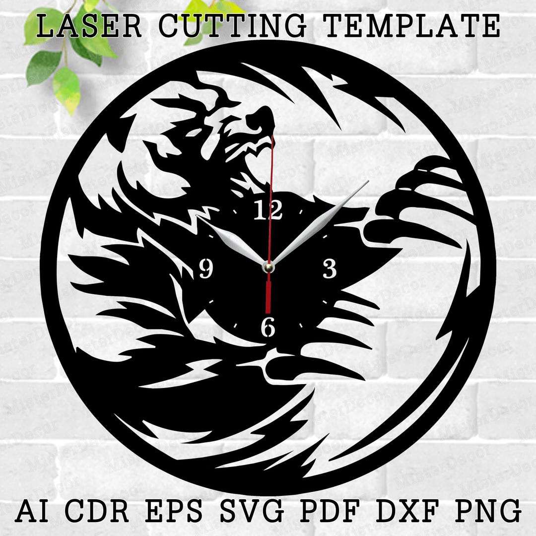 Bear Clock Laser Cut Files, SVG File. Vector File Ai, Cdr, Dxf Instant ...