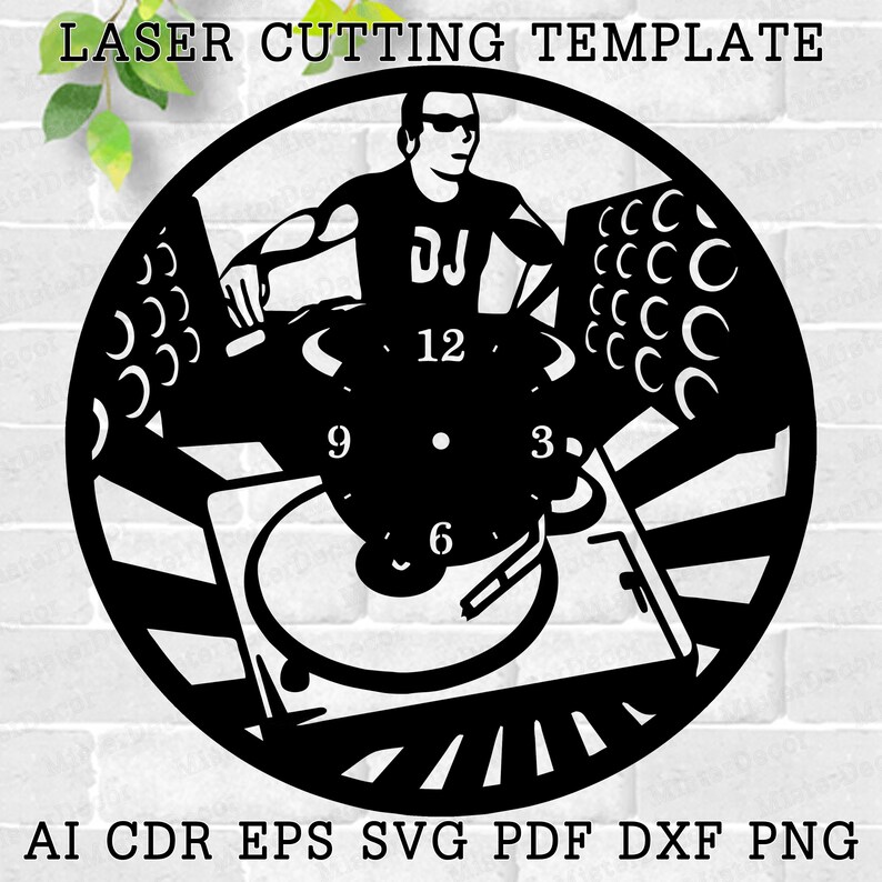 DJ Music Clock Laser Cut Files SVG File. Vector File Ai Cdr Dxf Instant ...