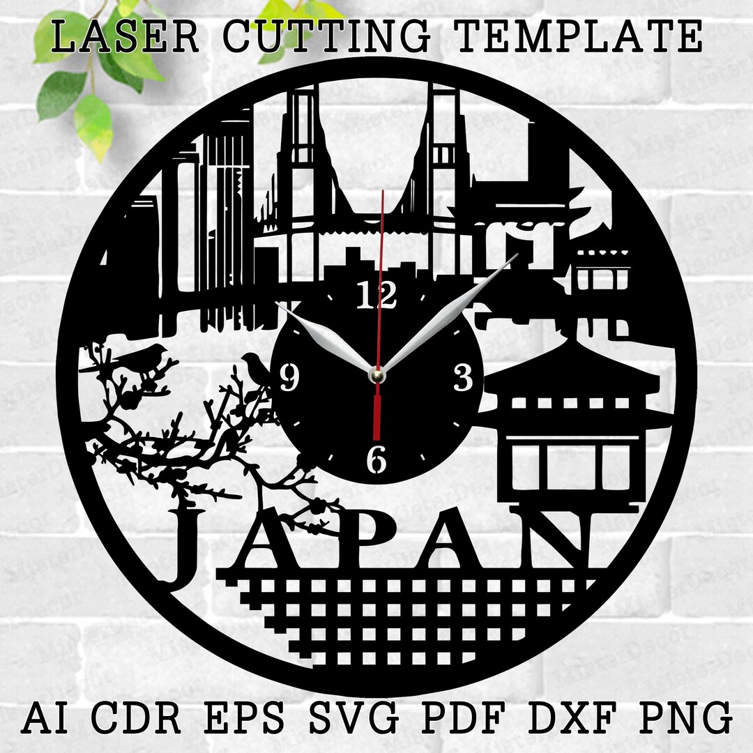 Japan Clock Laser Cut Files SVG File Vector File Ai Cdr Dxf Instant ...