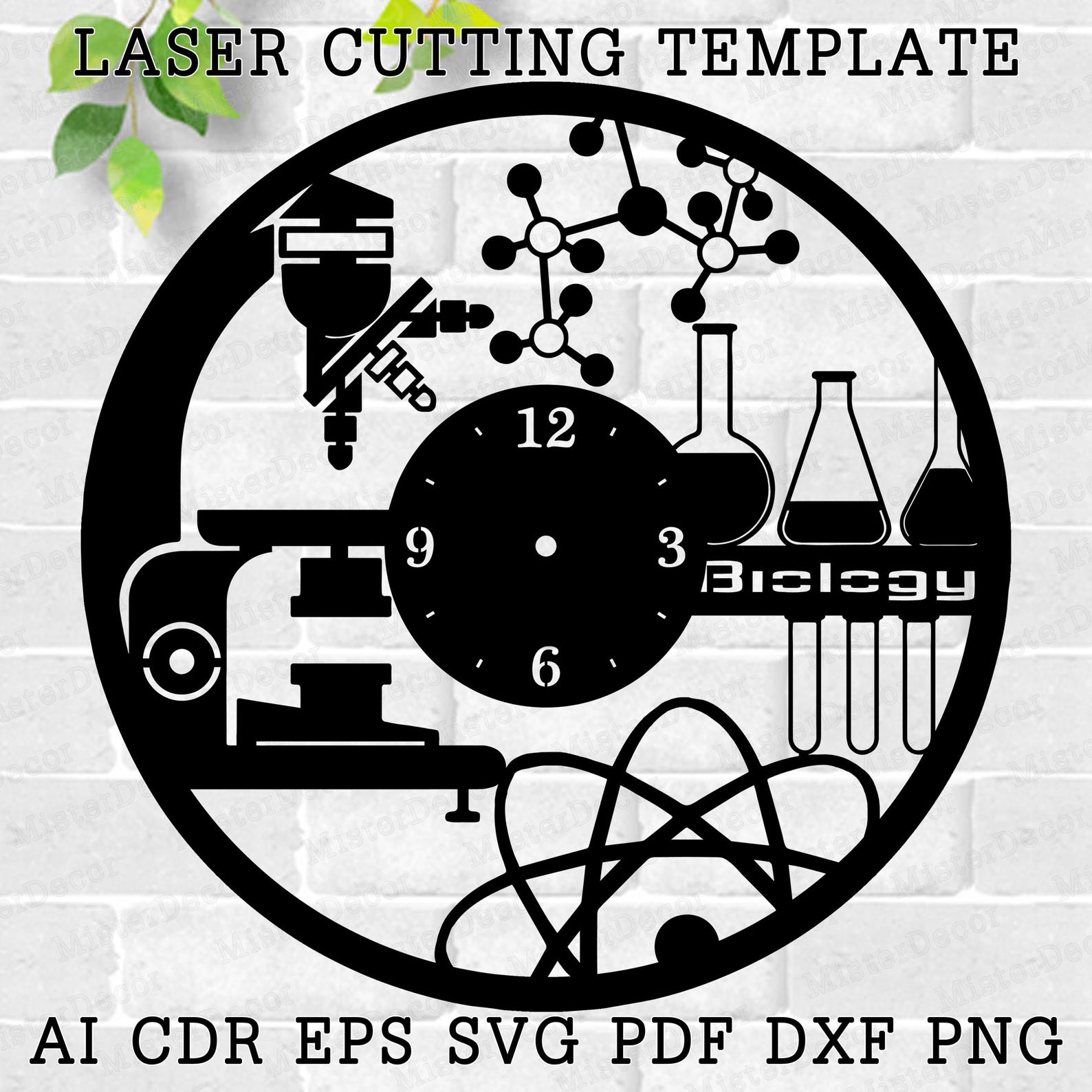Biology Clock Science Laser Cut Files SVG File Vector File Ai Cdr Dxf ...