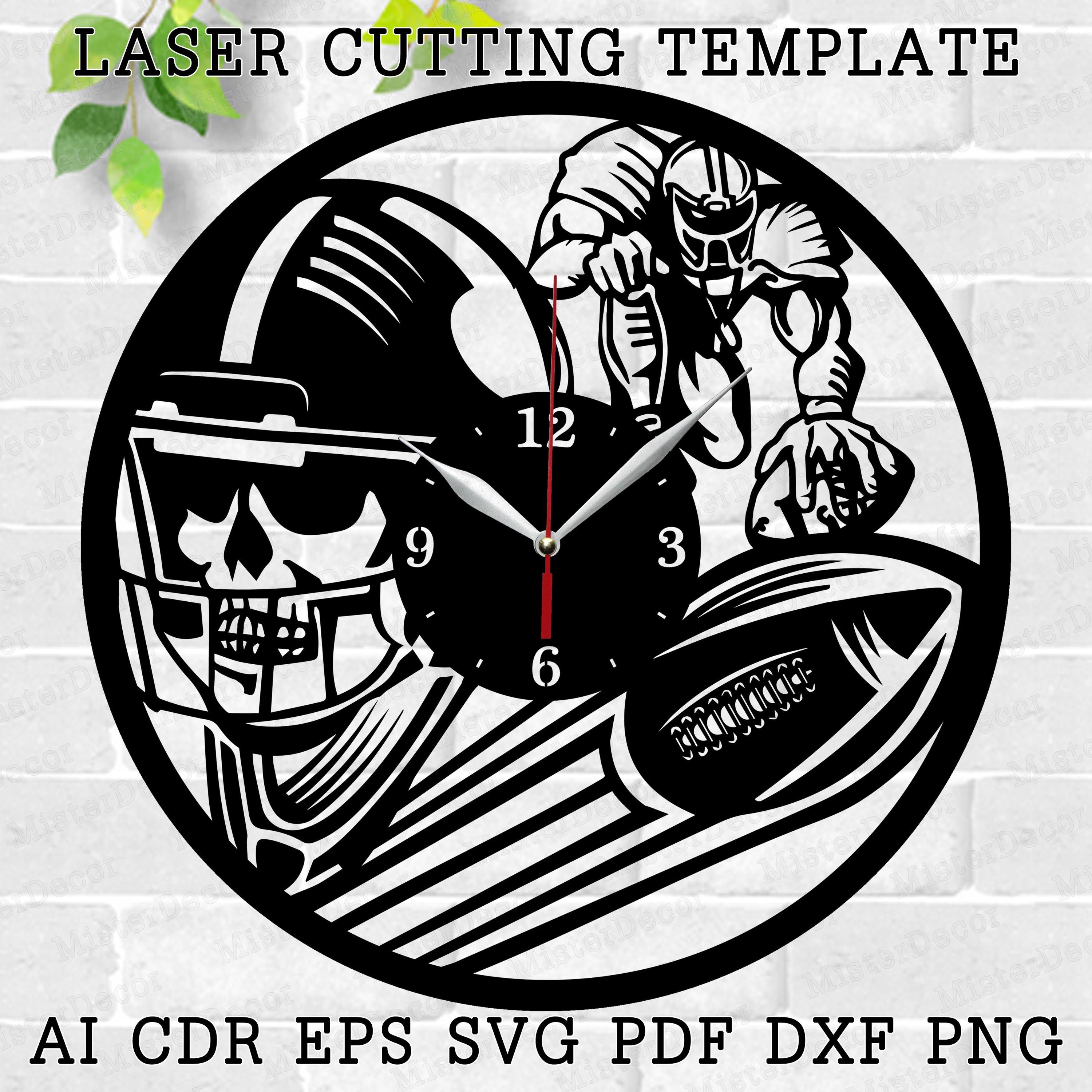 American Football Clock Laser Cut Files, SVG File. Vector File Ai, Cdr ...