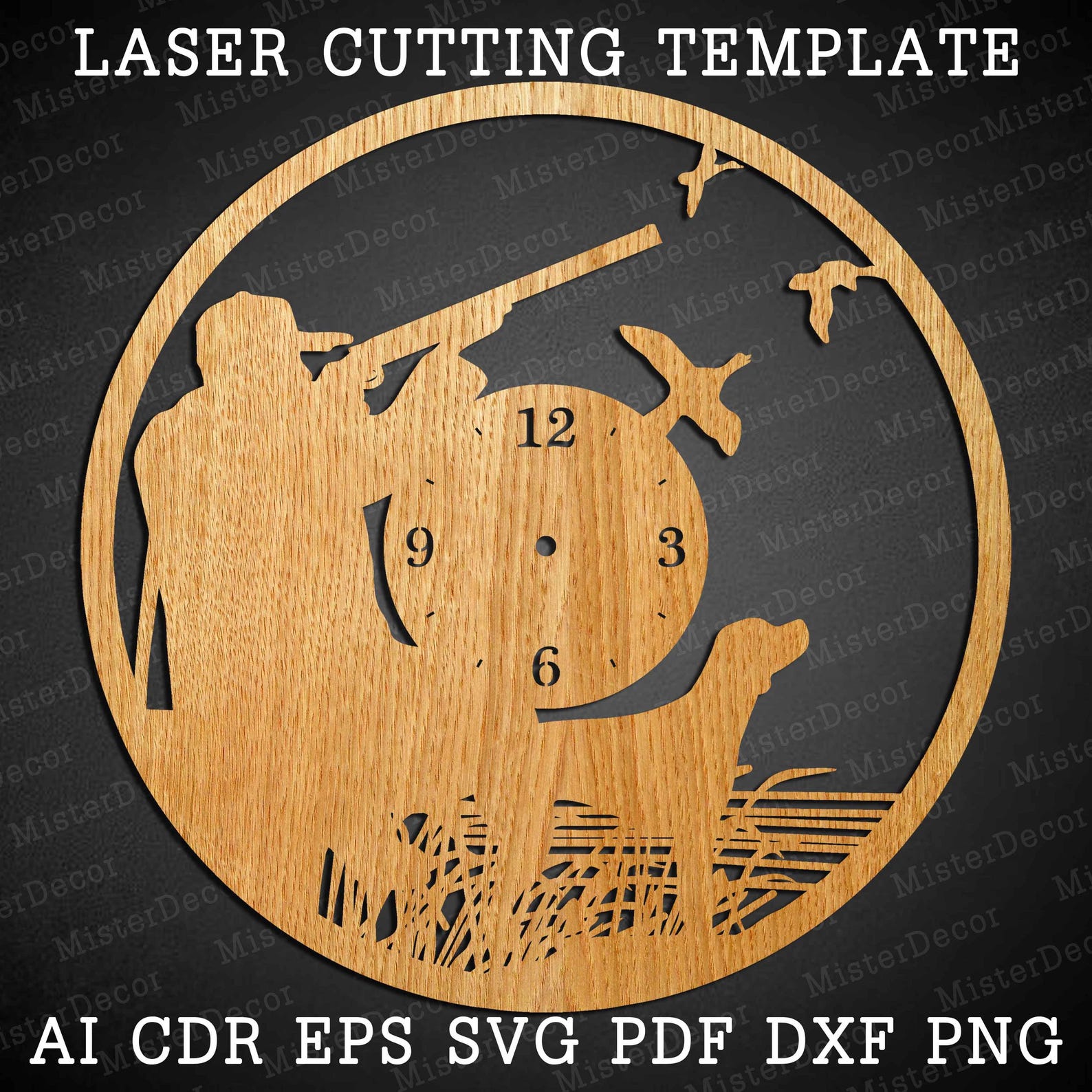 Duck Hunter Clock Laser Cut Files SVG File Vector File Ai Cdr Dxf ...