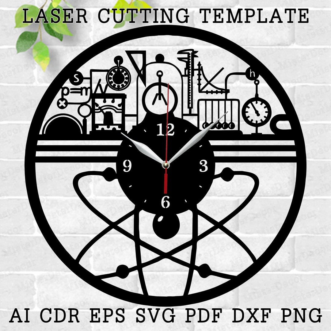 Physics Clock Laser Cut Files, SVG File. Vector File Ai, Cdr, Dxf ...