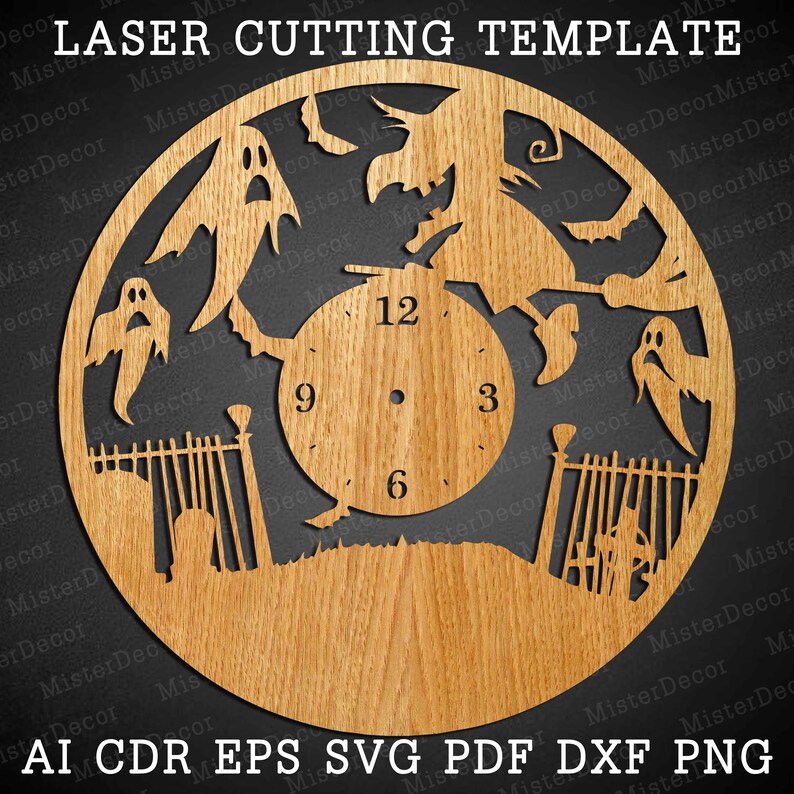 Horror Witches Clock Laser Cut Files, SVG File. Vector File Ai, Cdr ...