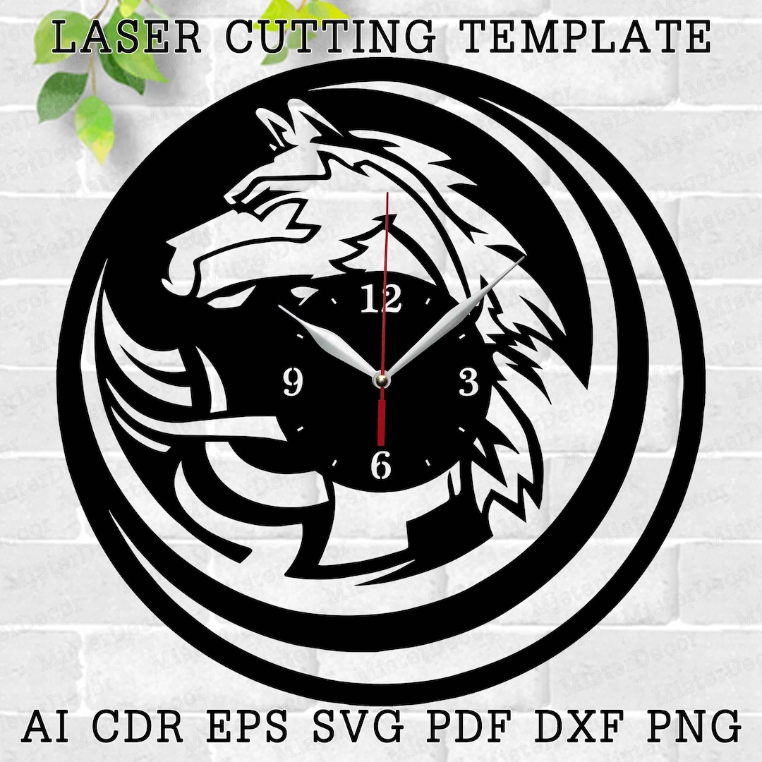 Wolf Clock Laser Cut Files, SVG File Vector File Ai Cdr Dxf Instant Download Digital Design Cut ...