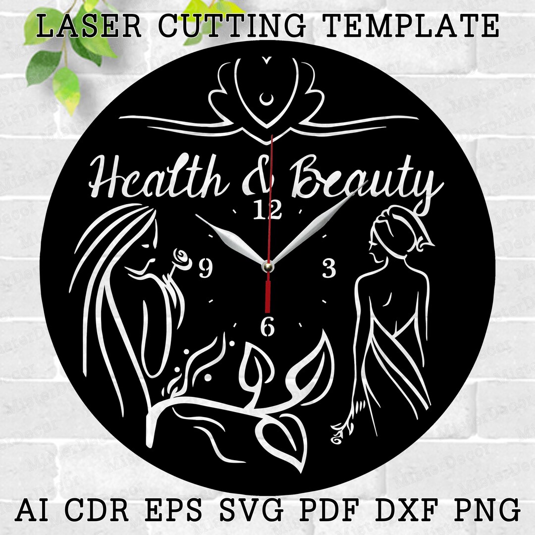 Beauty Salon Clock Laser Cut Files SVG File Vector File Ai Cdr Dxf ...