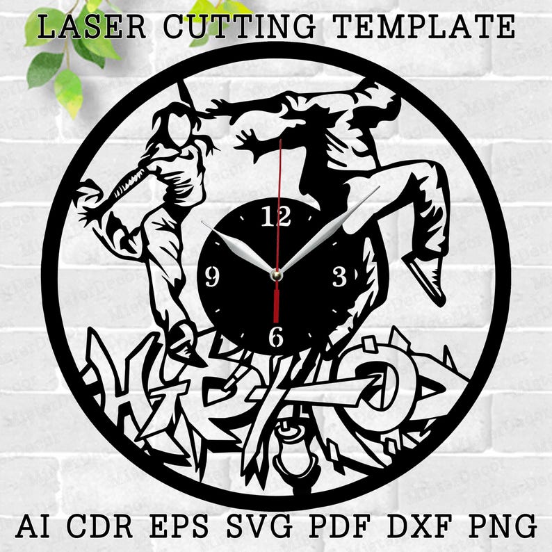 Hip Hop Clock Laser Cut Files SVG File Vector File Ai Cdr Dxf Instant ...