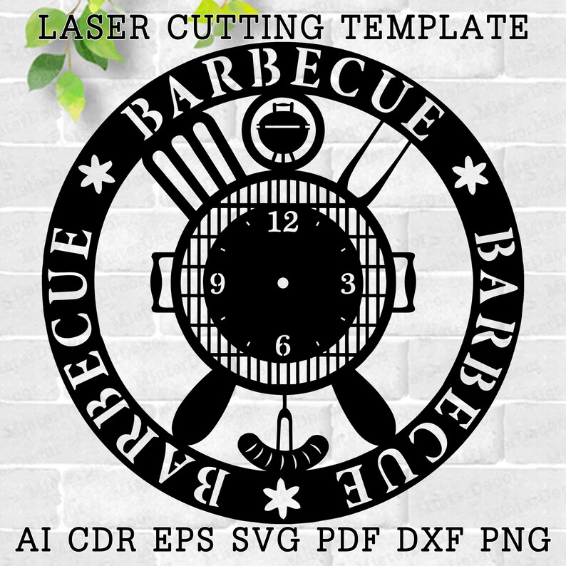 Barbecue Clock Laser Cut Files, SVG File. Vector File Ai, Cdr, Dxf ...