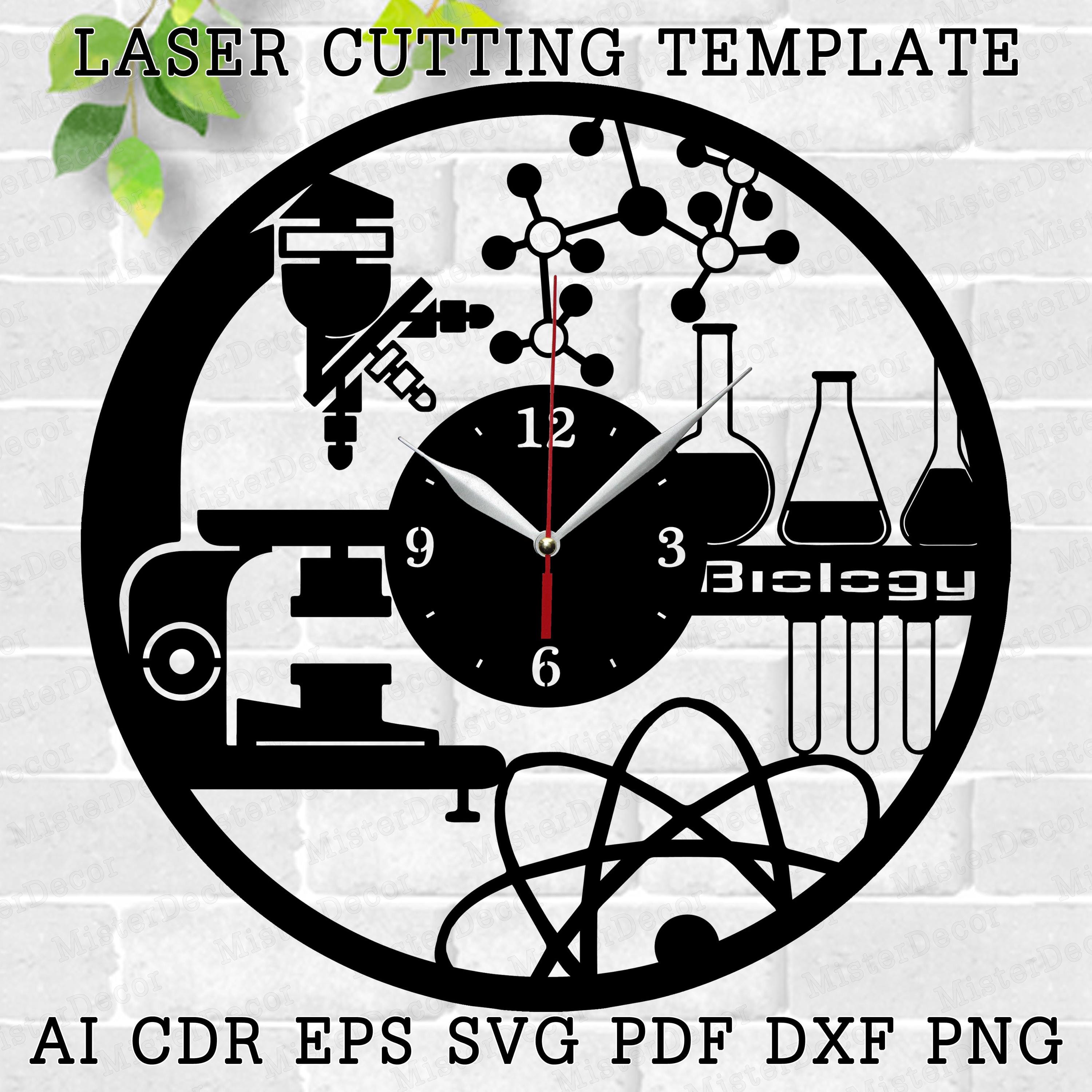 Biology Clock Science Laser Cut Files SVG File Vector File Ai Cdr Dxf ...