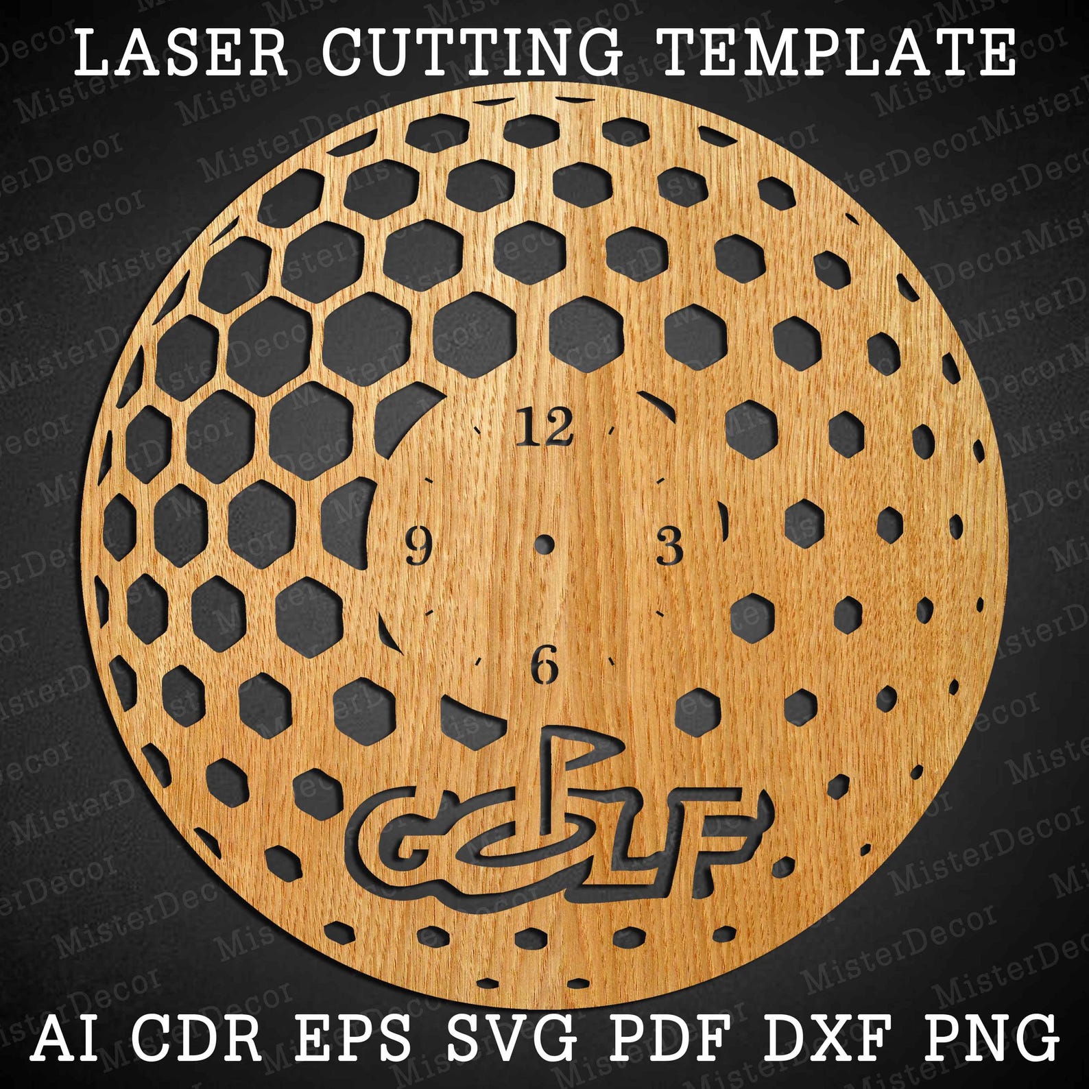Golf Clock Laser Cut Files, SVG File Ai Cdr Dxf, EPS Unique Digital ...