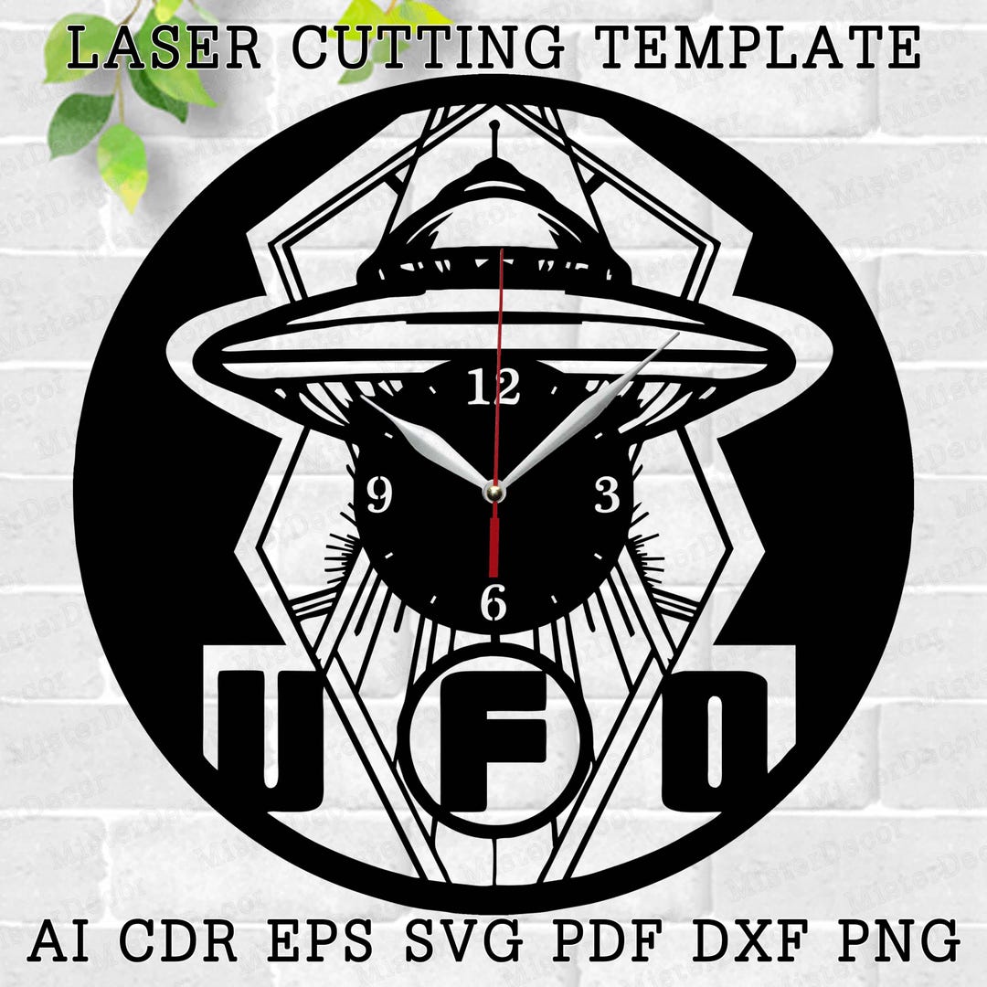 UFO Clock Laser Cut Files SVG File Vector File Ai Cdr Dxf Instant ...
