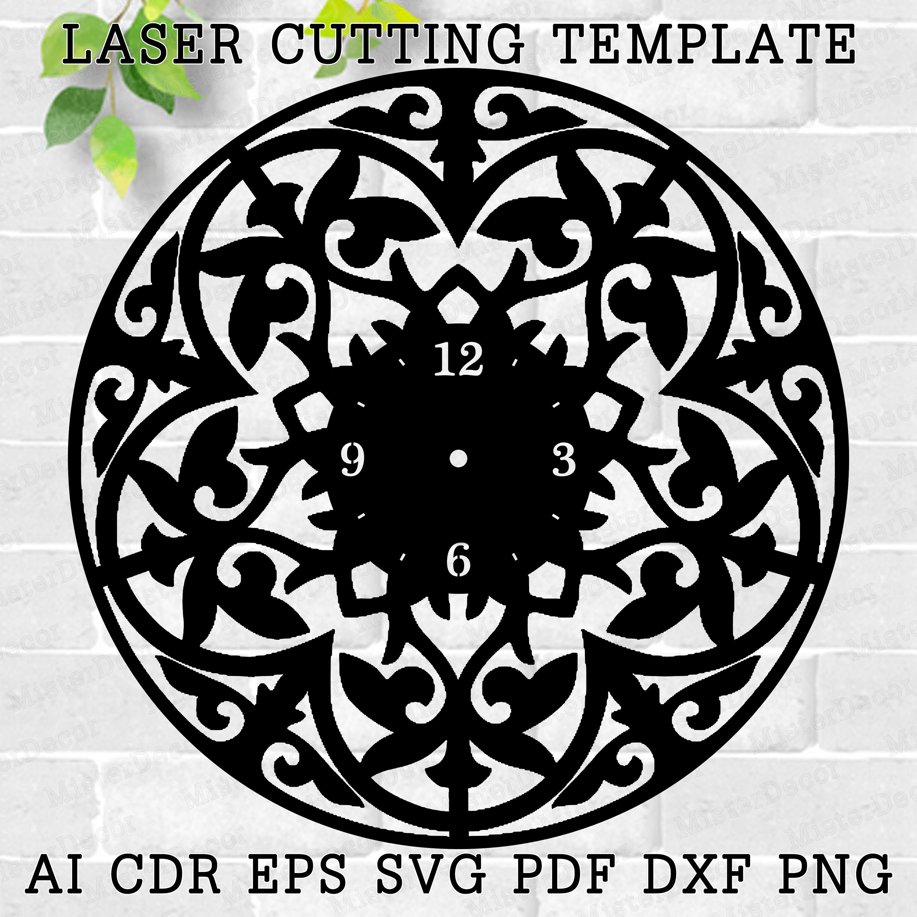 Abstract Wall Clock Laser Cut Files, SVG File. Vector File Ai, Cdr, Dxf ...