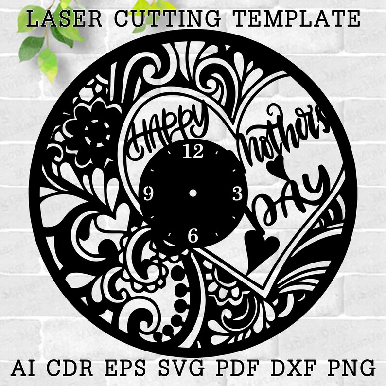 Mother's Day Clock Laser Cut Files SVG Vector File Ai Cdr Dxf, Eps, Pdf ...