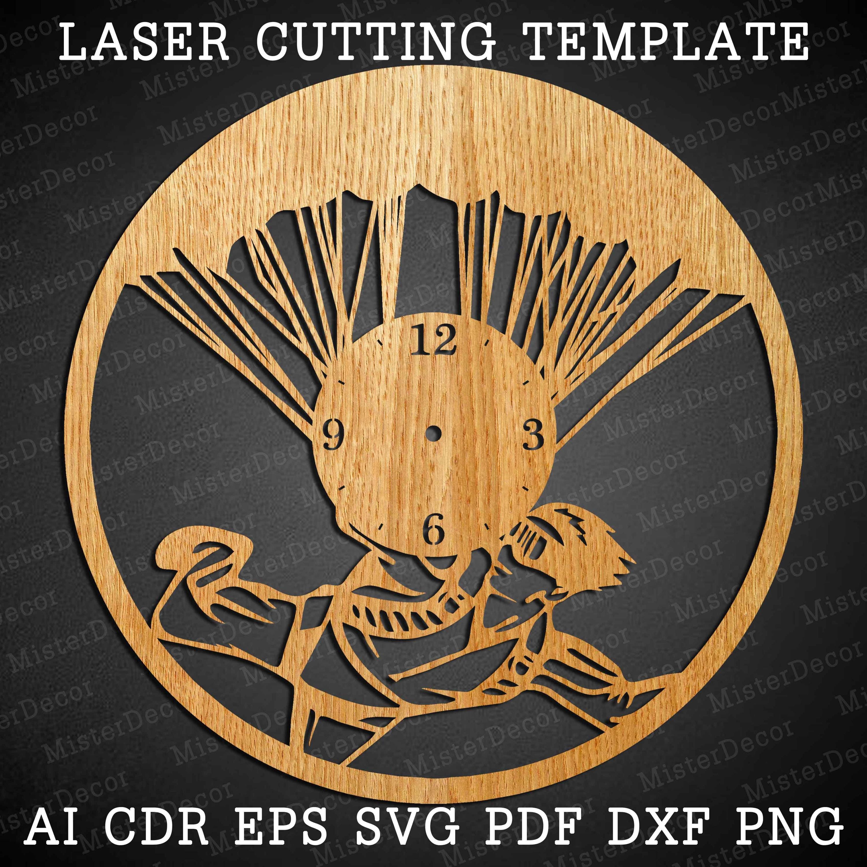 Parachute Clock Laser Cut Files SVG Vector File Ai, Cdr, Dxf, Eps, Pdf ...
