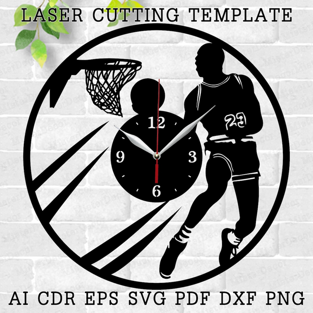 Basketball Clock Laser Cut Files, SVG File. Vector File Ai, Cdr, Dxf ...