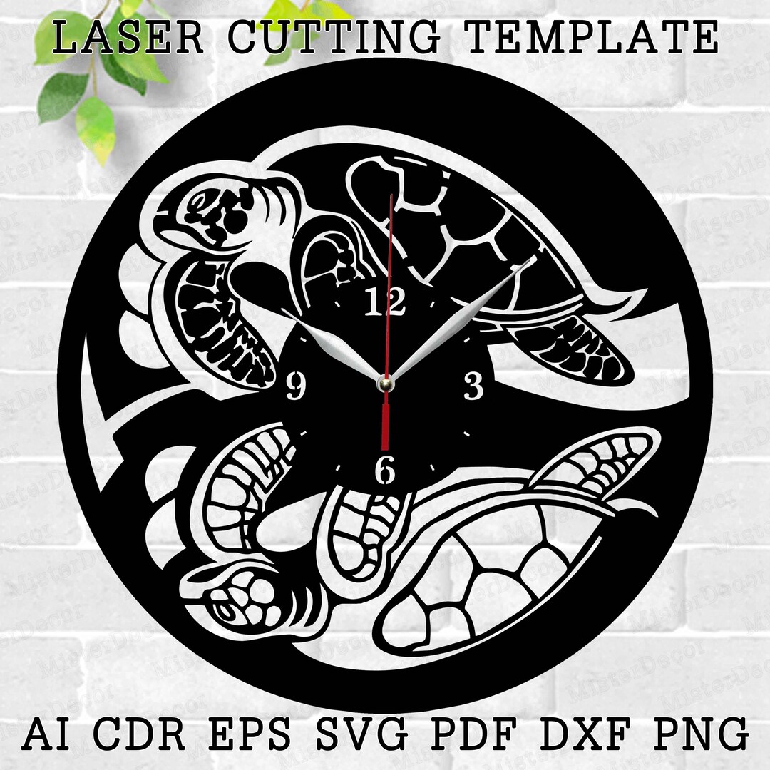 Tortoise Clock Laser Cut Files SVG File Vector File Ai Cdr Dxf Instant ...