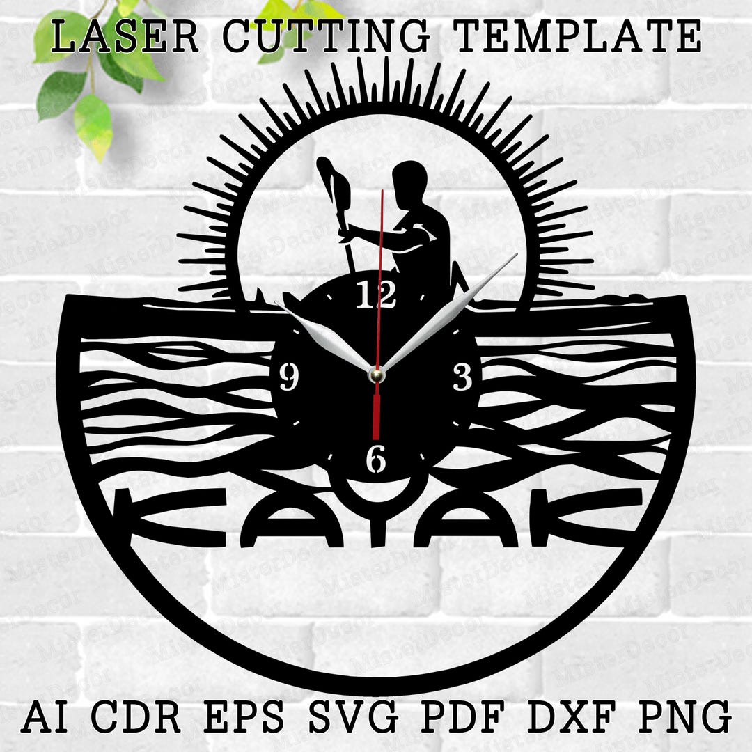 Kayak Clock Laser Cut Files SVG Vector File Ai, Cdr, Dxf, Eps, Pdf, Png ...