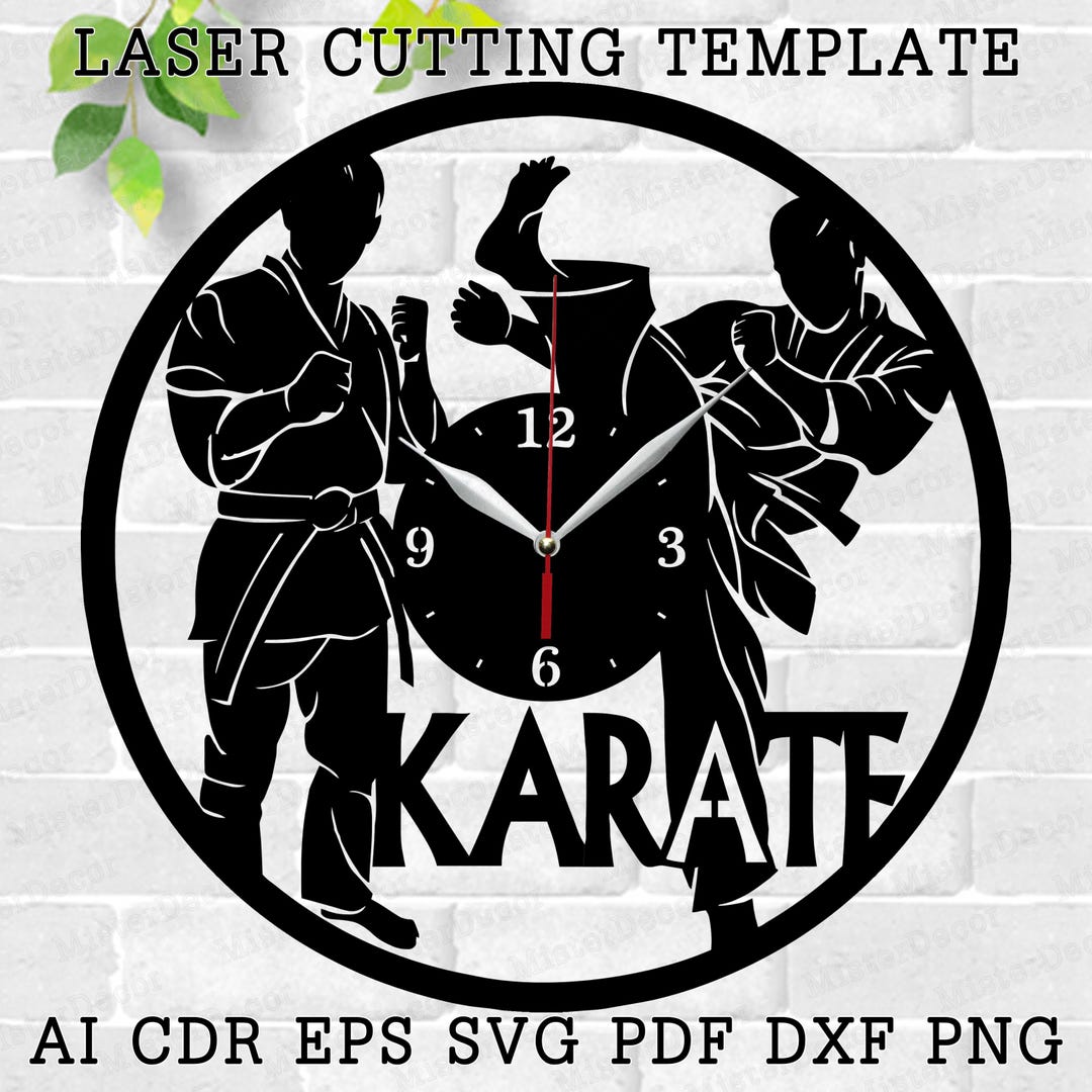 Karate Clock Laser Cut Files SVG Vector File Ai Cdr, Dxf, Eps, Pdf, Png ...