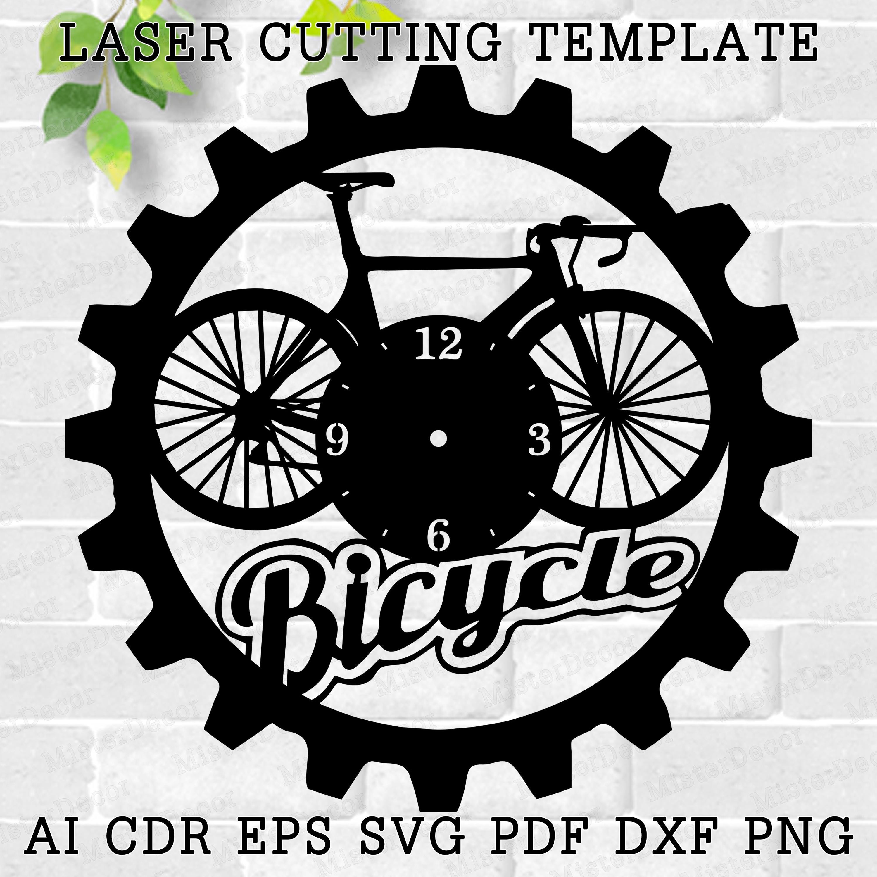 Bicycle Clock Laser Cut Files SVG File Vector File Ai Cdr, Dxf Instant ...