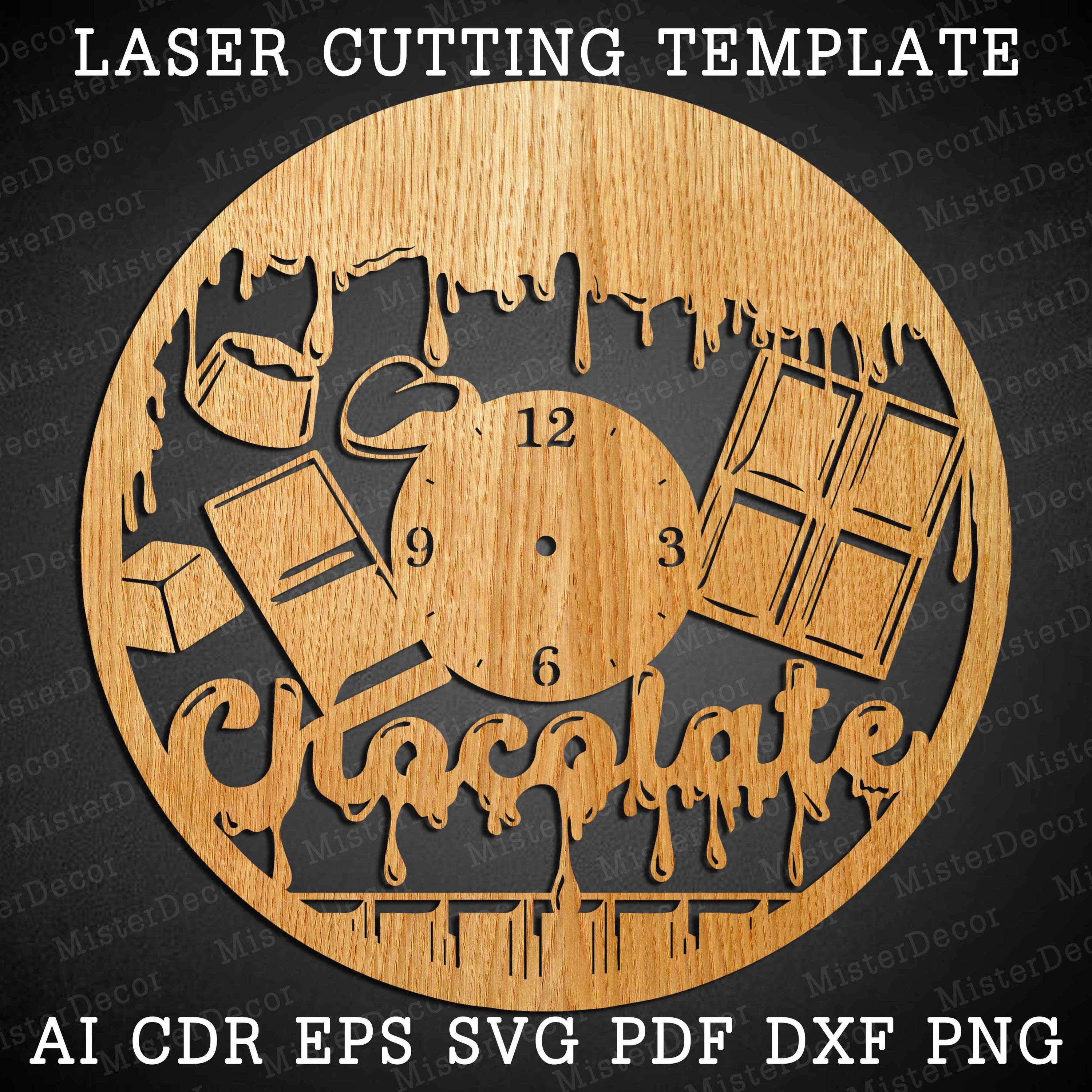 Chocolate Clock Laser Cut Files SVG File Vector File Ai Cdr Dxf Instant ...
