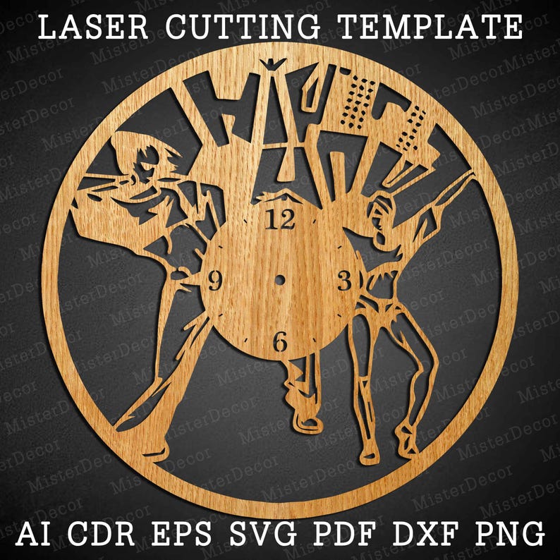 Hip Hop Clock Laser Cut Files SVG File Vector File Ai Cdr Dxf Instant ...
