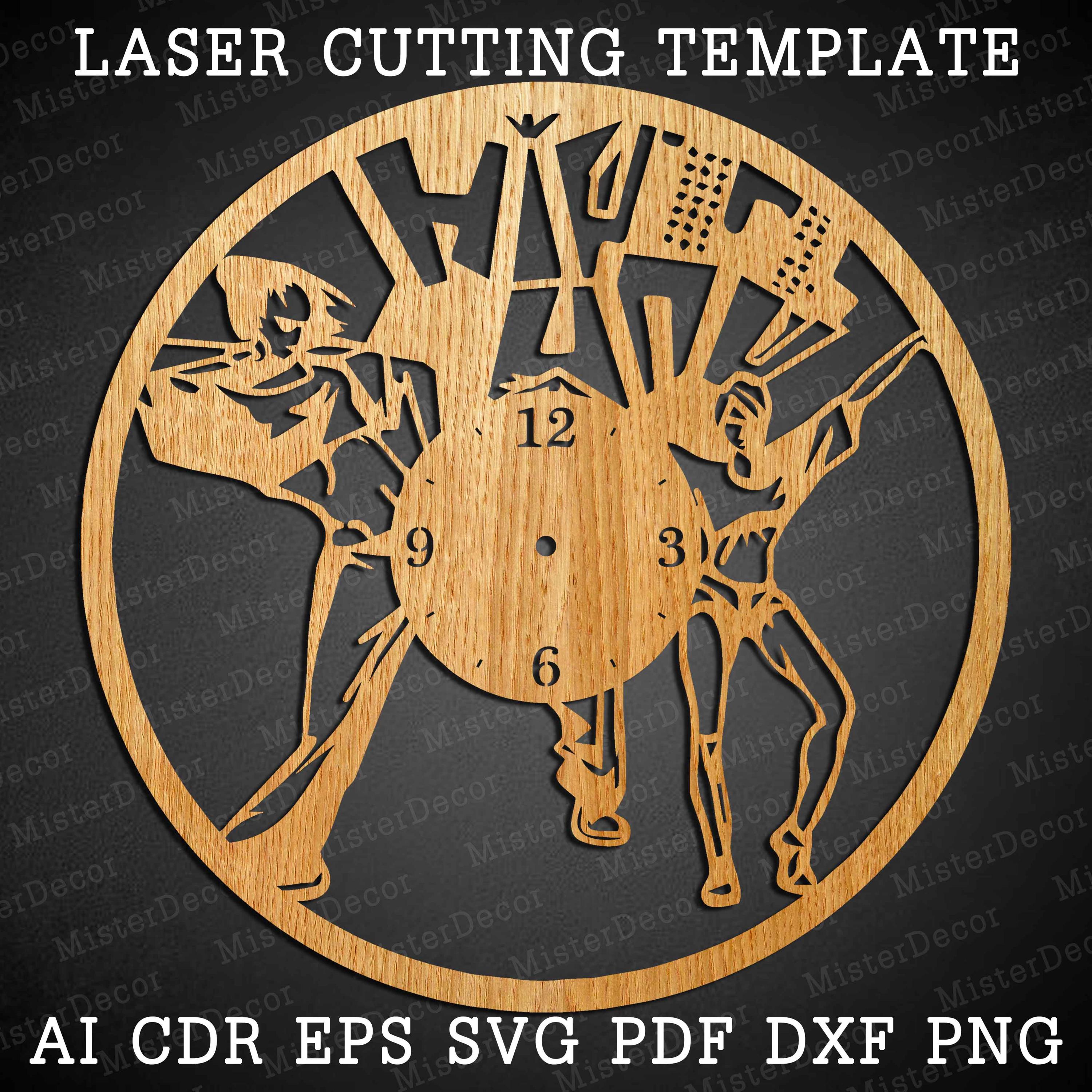 Hip Hop Clock Laser Cut Files SVG File Vector File Ai Cdr Dxf Instant ...
