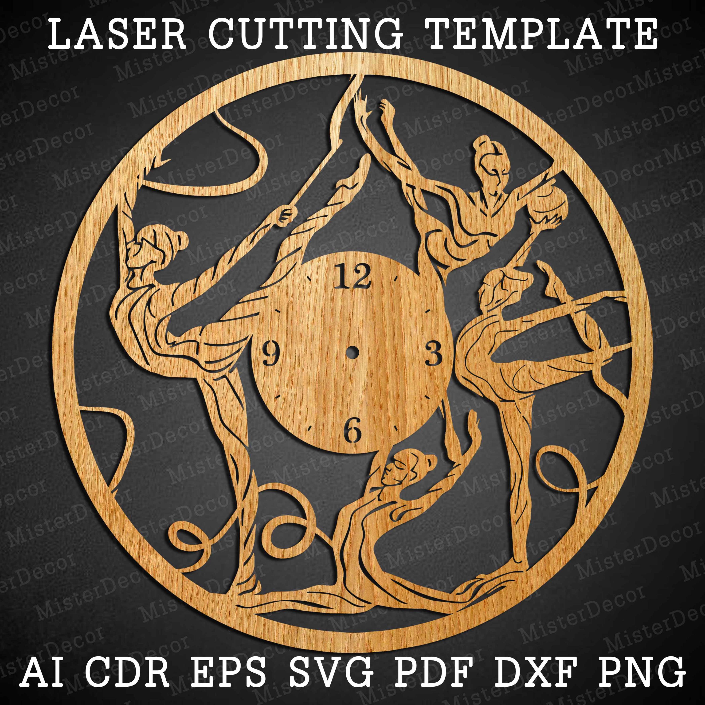Artistic Gymnastic Clock Laser Cut Files, SVG File. Vector File Ai, Cdr ...