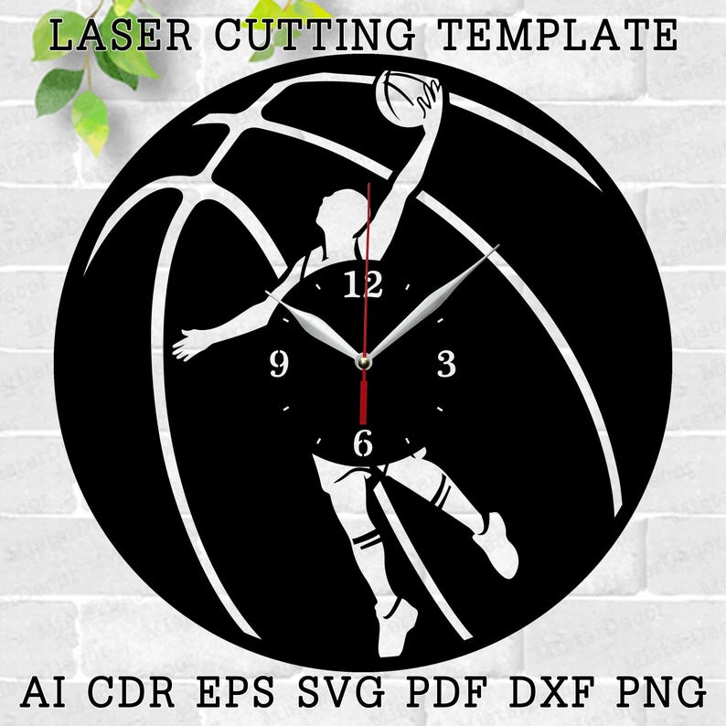 Basketball Clock Laser Cut Files, SVG File. Vector File Ai, Cdr, Dxf ...