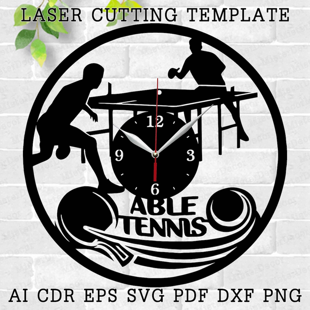 Table Tennis Clock Laser Cut Files SVG Vector File Ai, Cdr, Dxf, Eps ...