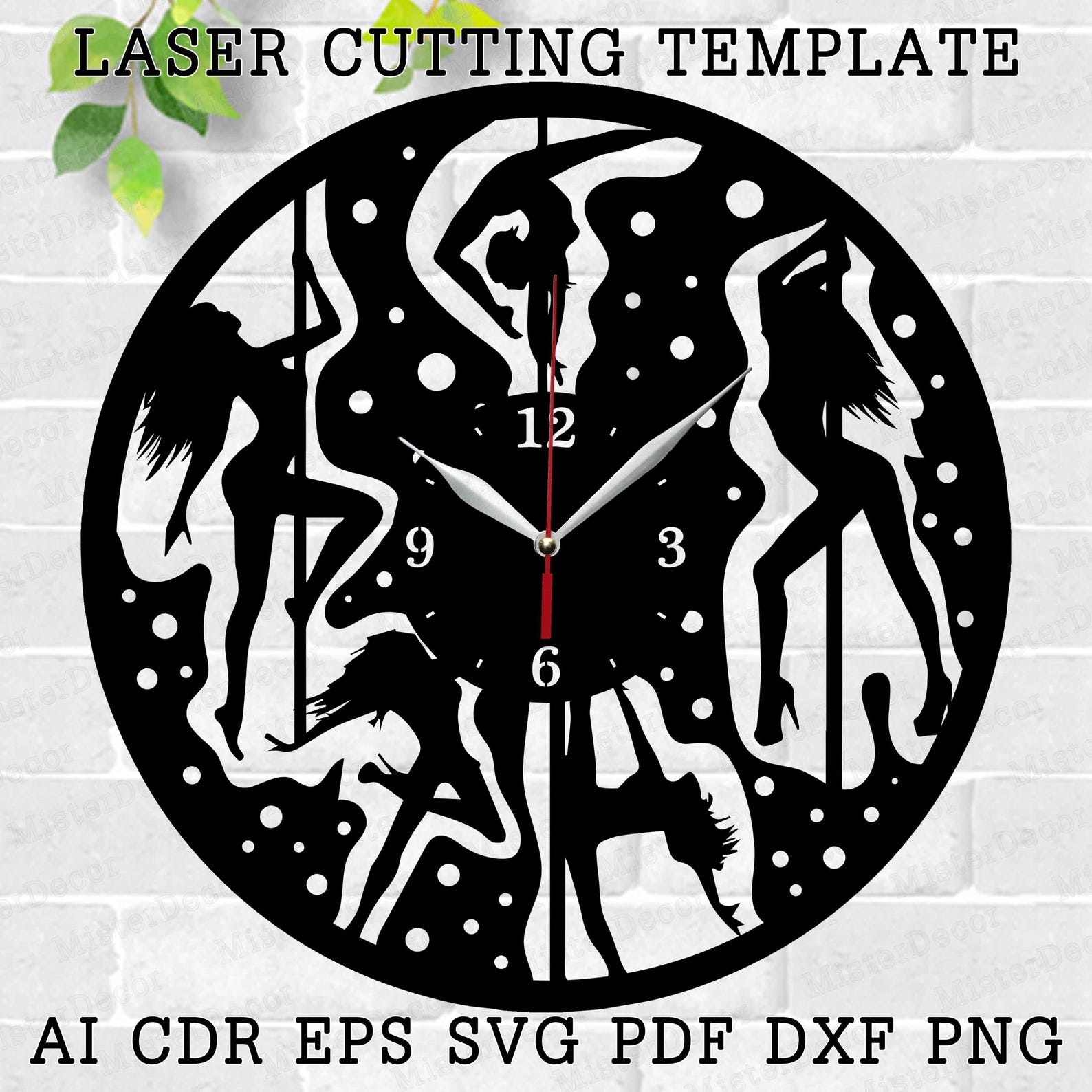 Pole Dance Clock Laser Cut Files, SVG File Ai Cdr Dxf, Unique Digital ...