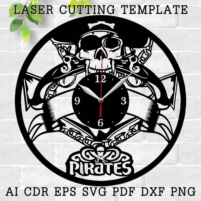 Pirate Clock Laser Cut Files SVG Vector File Ai, Cdr, Dxf Eps Pdf Png ...