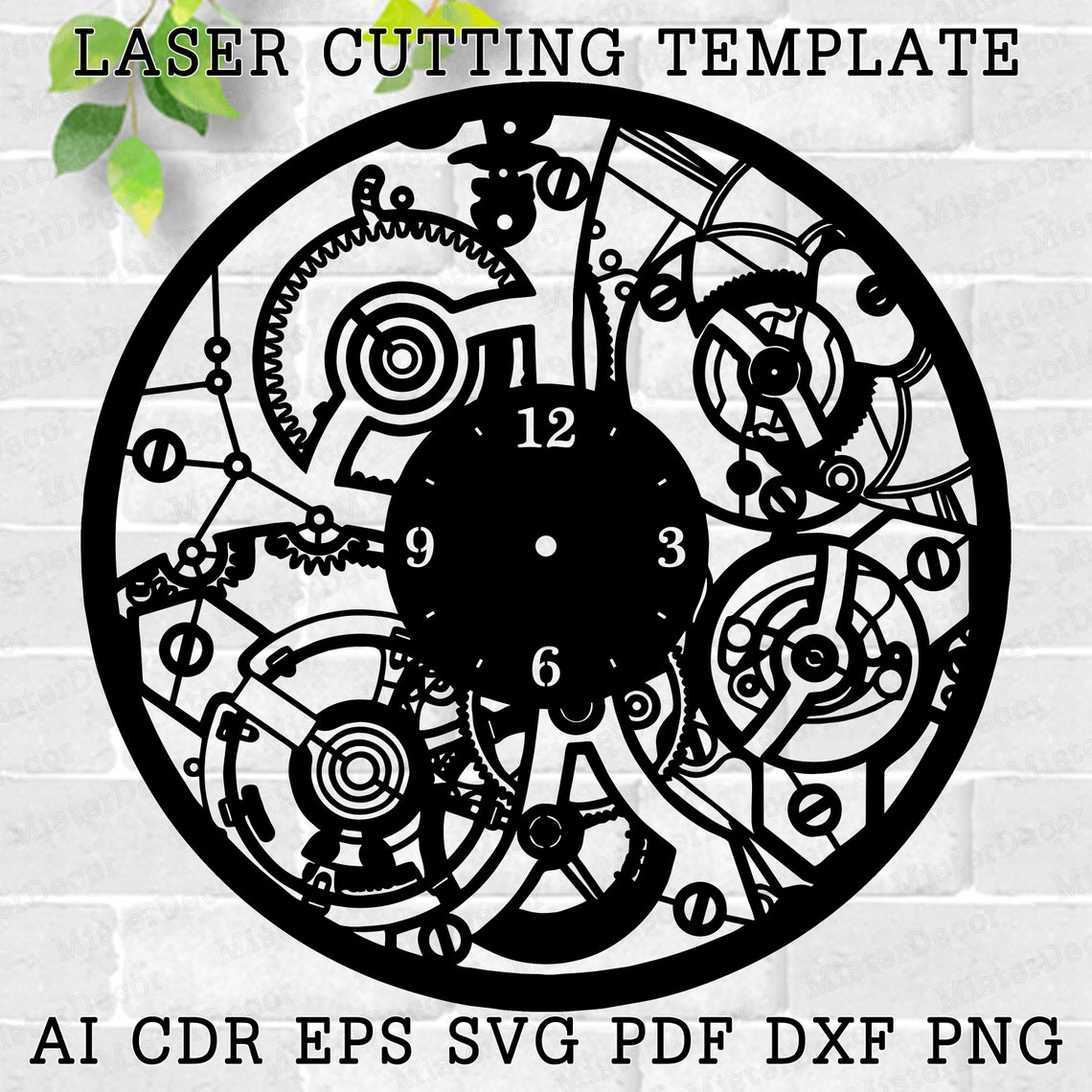 Clockwork Clock Laser Cut Files, SVG File. Vector File Ai, Cdr, Dxf ...