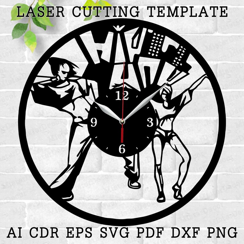 Hip Hop Clock Laser Cut Files SVG File Vector File Ai Cdr Dxf Instant ...