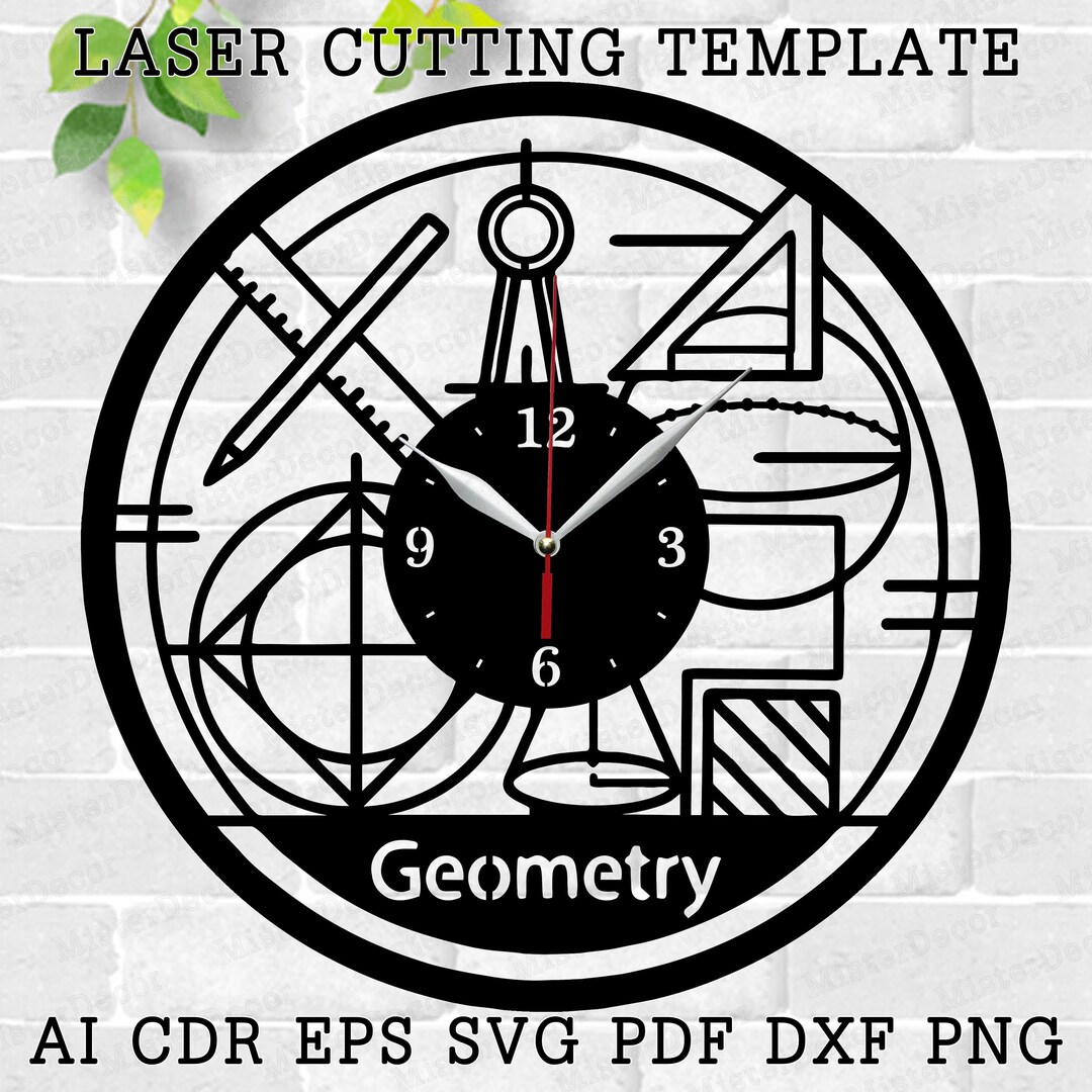 Geometry Wall Clock Laser Cut Files, SVG File. Vector File Ai, Cdr, Dxf ...