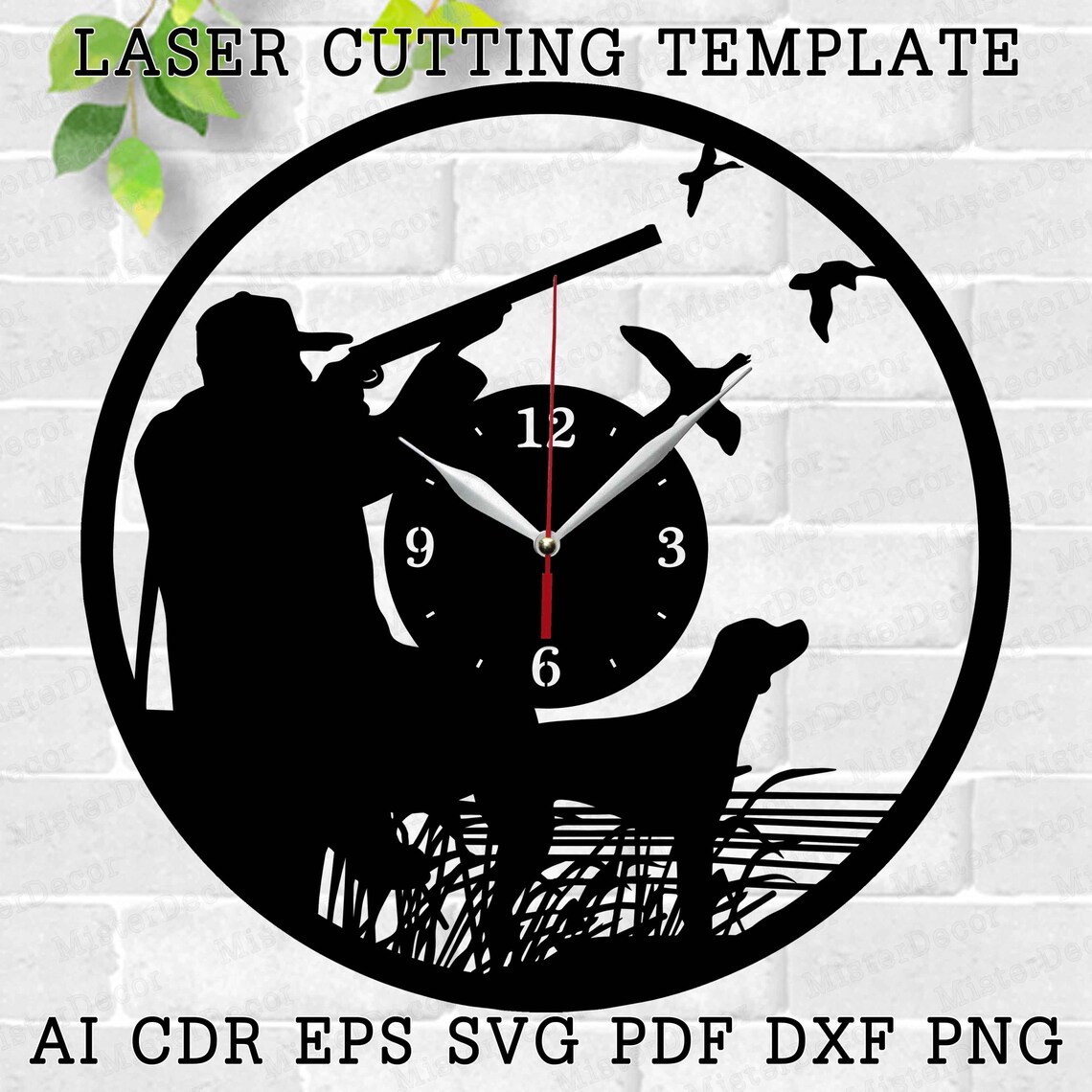 Duck Hunter Clock Laser Cut Files SVG File Vector File Ai Cdr Dxf ...