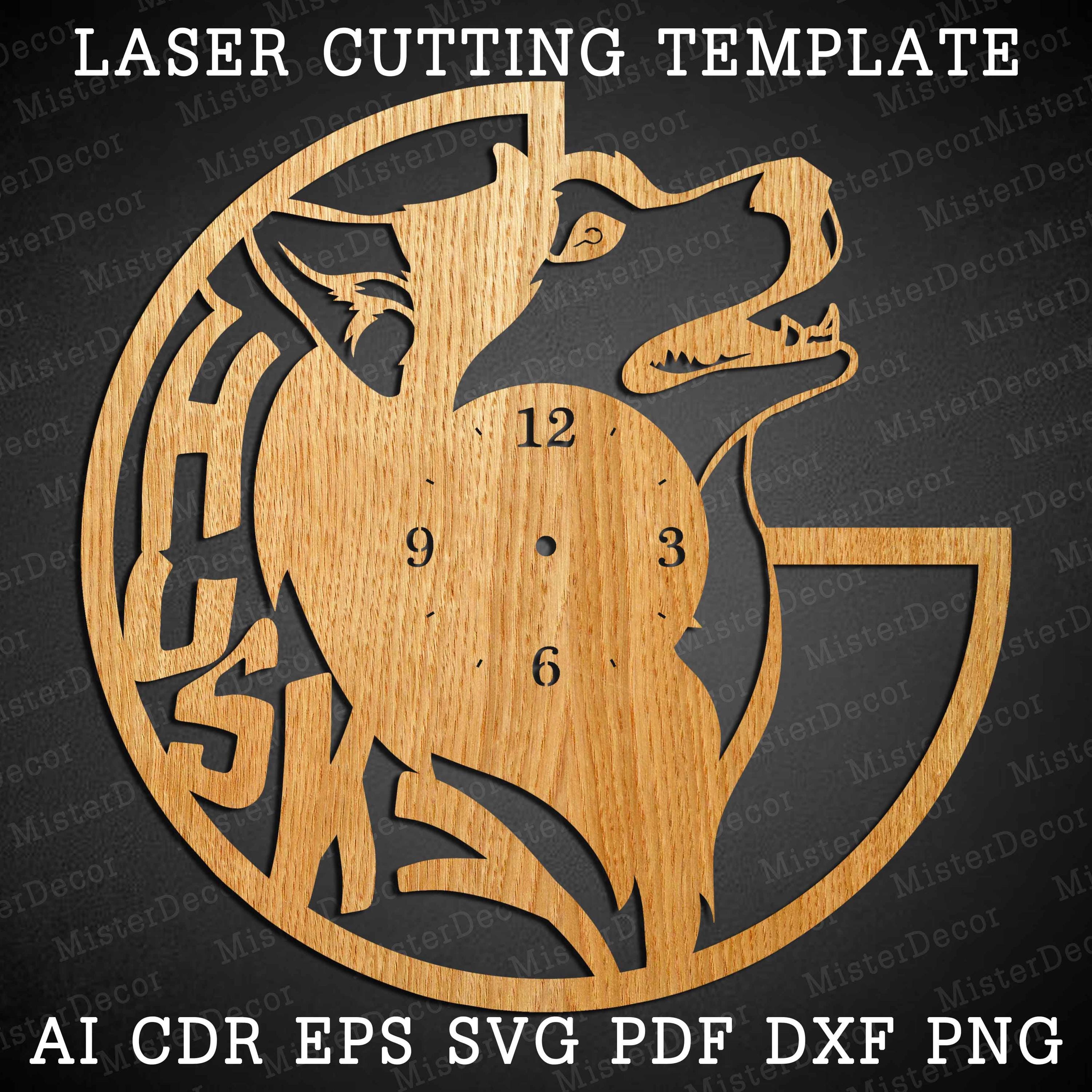Husky Dog Clock Laser Cut Files, SVG File. Vector File Ai Cdr Dxf ...