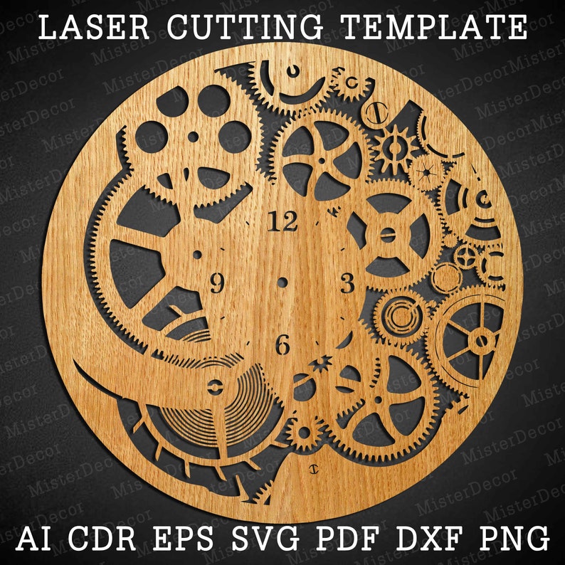 Mechanism Clock Laser Cut Files, SVG File. Vector File Ai, Cdr, Dxf ...
