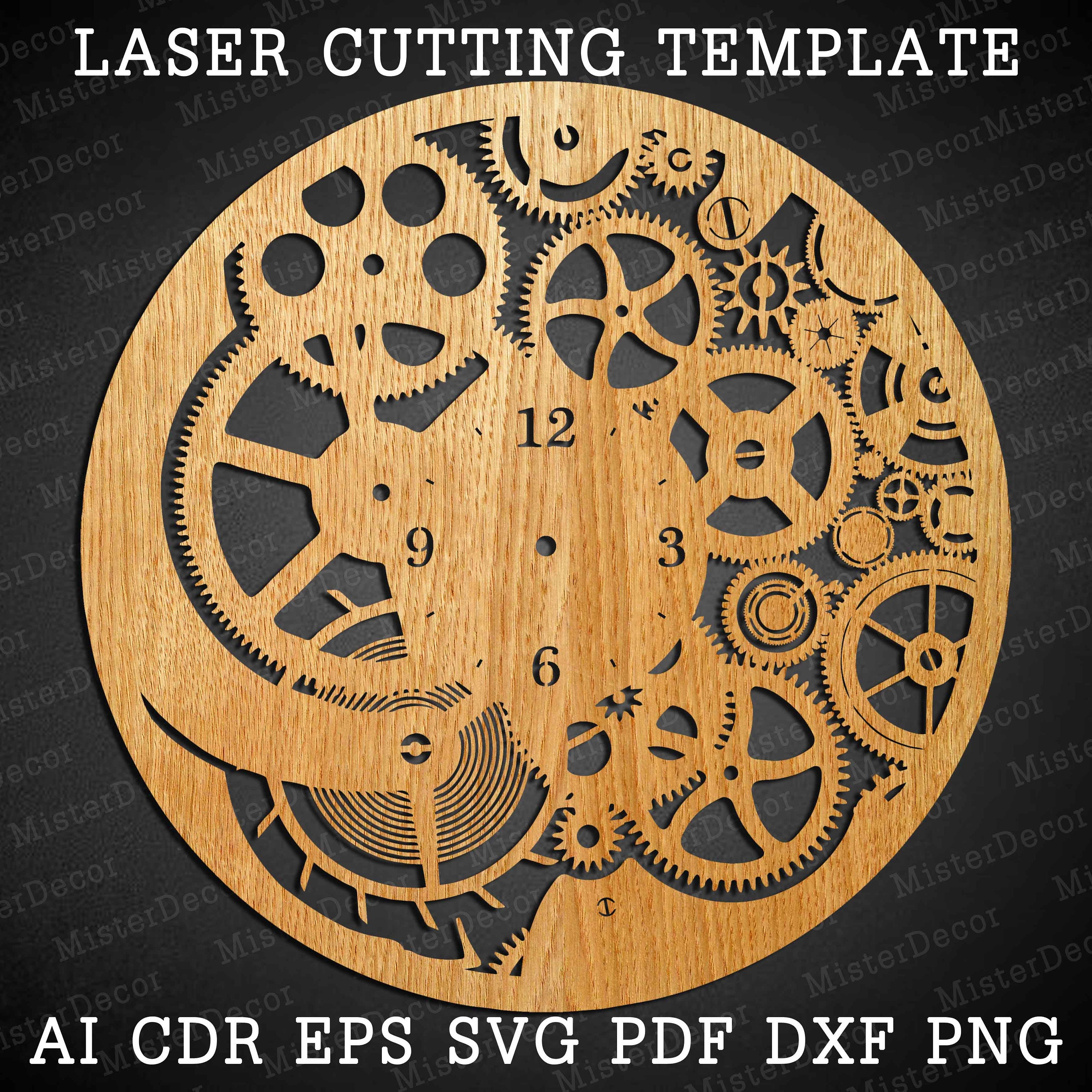 Mechanism Clock Laser Cut Files, SVG File. Vector File Ai, Cdr, Dxf ...
