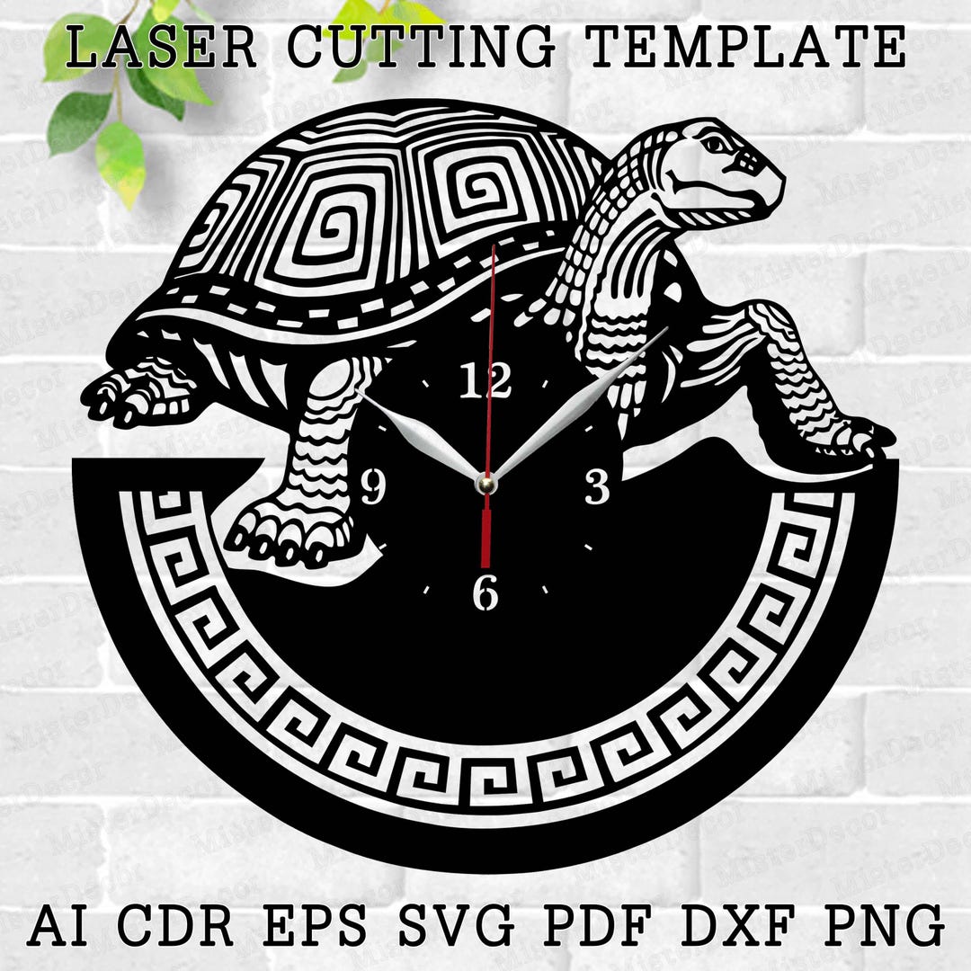 Turtle Clock Laser Cut Files SVG File Vector File Ai Cdr Dxf Instant ...