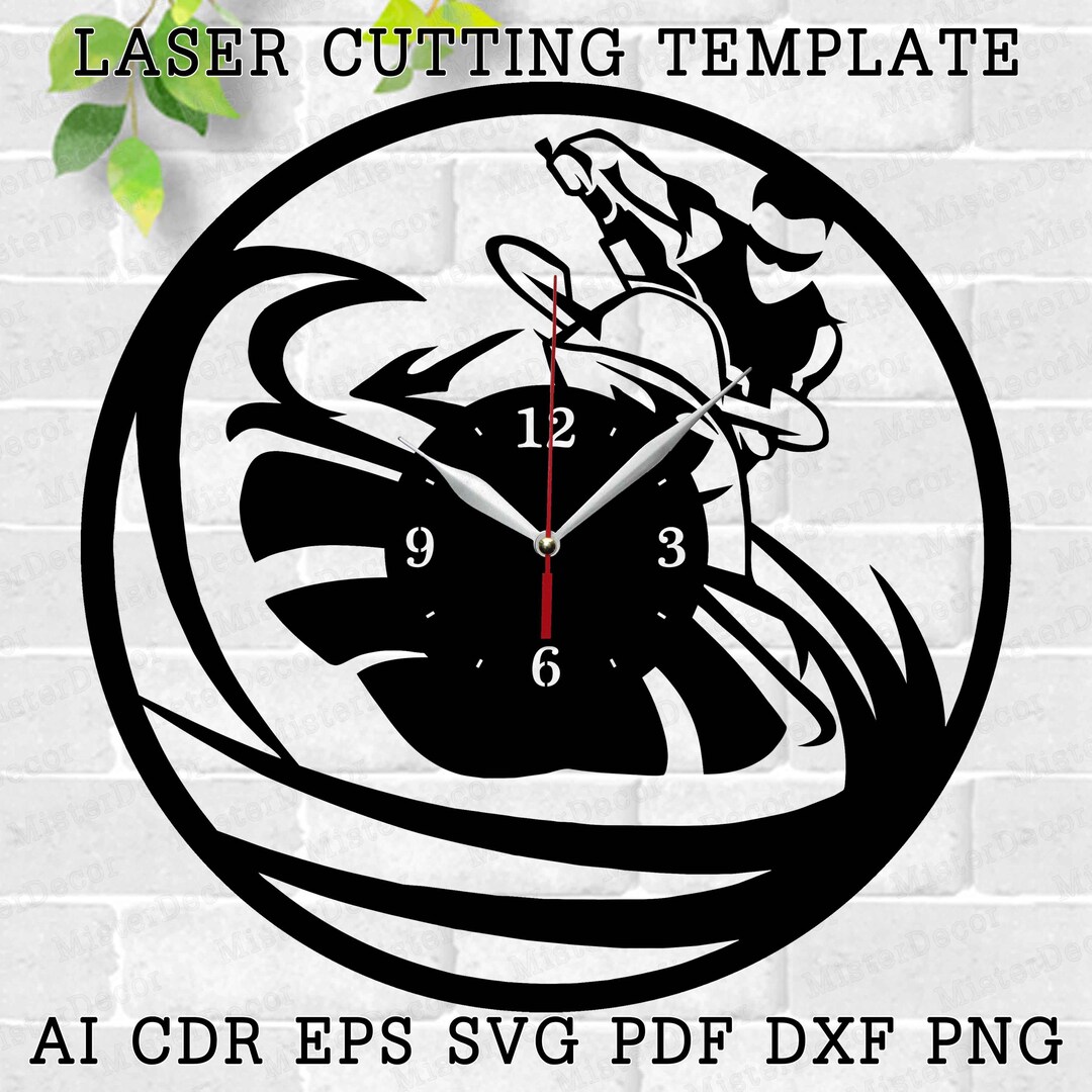 Water Scooter Clock Laser Cut Files SVG Vector File Ai, Cdr, Dxf, Eps ...