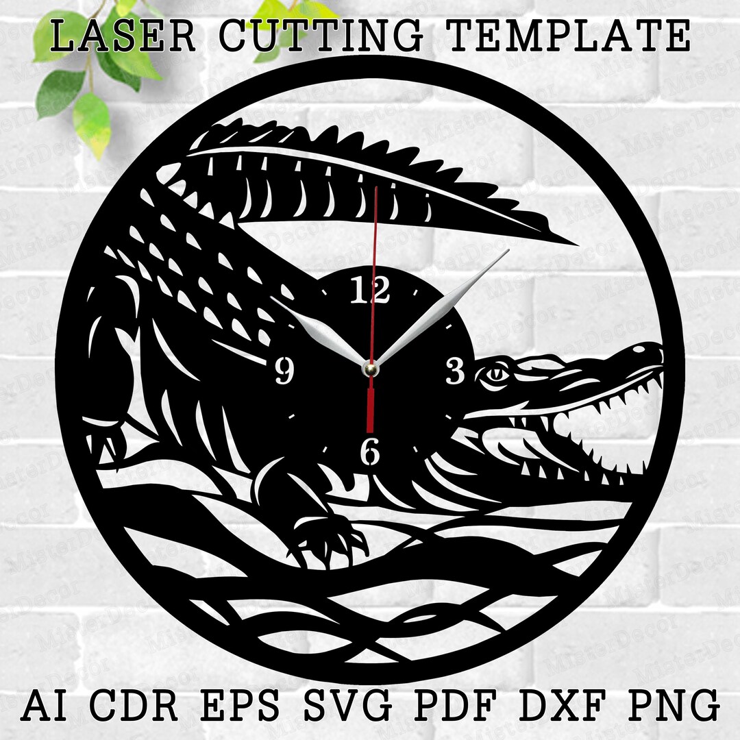 Alligator Clock Laser Cut Files, SVG File. Vector File Ai Cdr Dxf ...